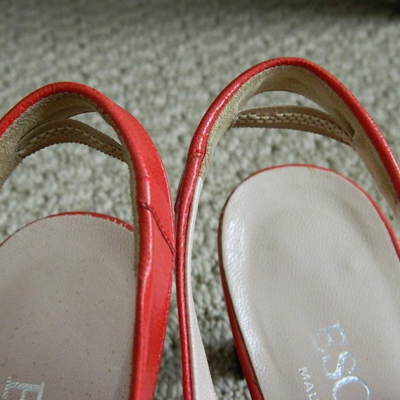 Escada | Shoes | Escada Red Leather Classic Sling Back Pumps Us 7 ...